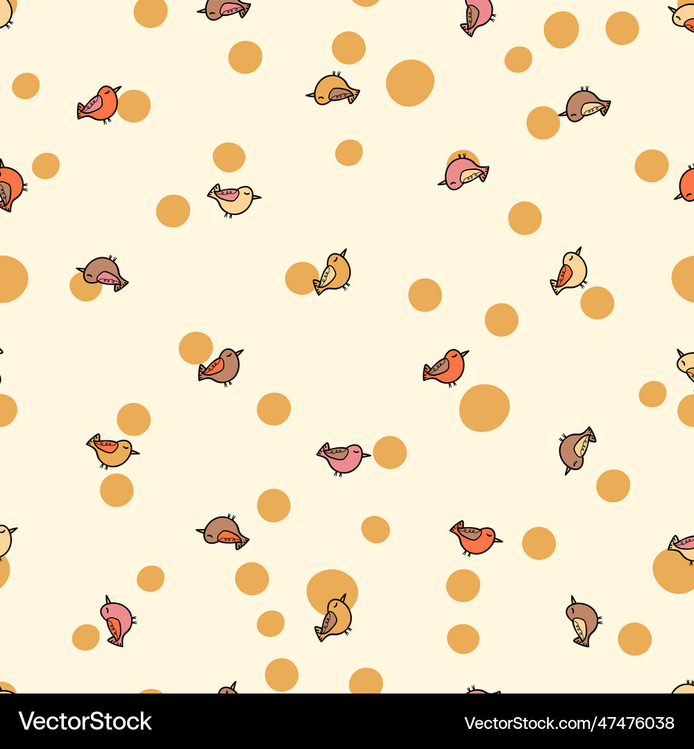 Seamless pattern with funny colorful birds color Vector Image