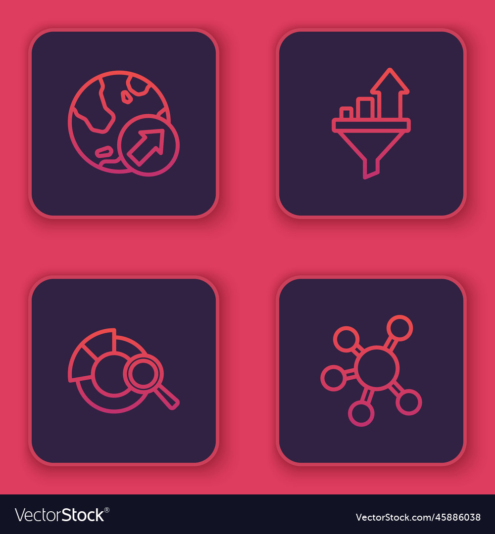 Set line financial growth search data analysis Vector Image Set line financial growth search data analysis Vector Image