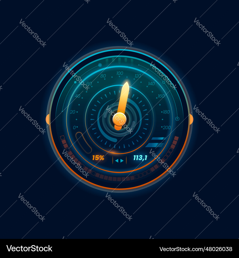 Speedometer neon dial car speed gauge dashboard Vector Image