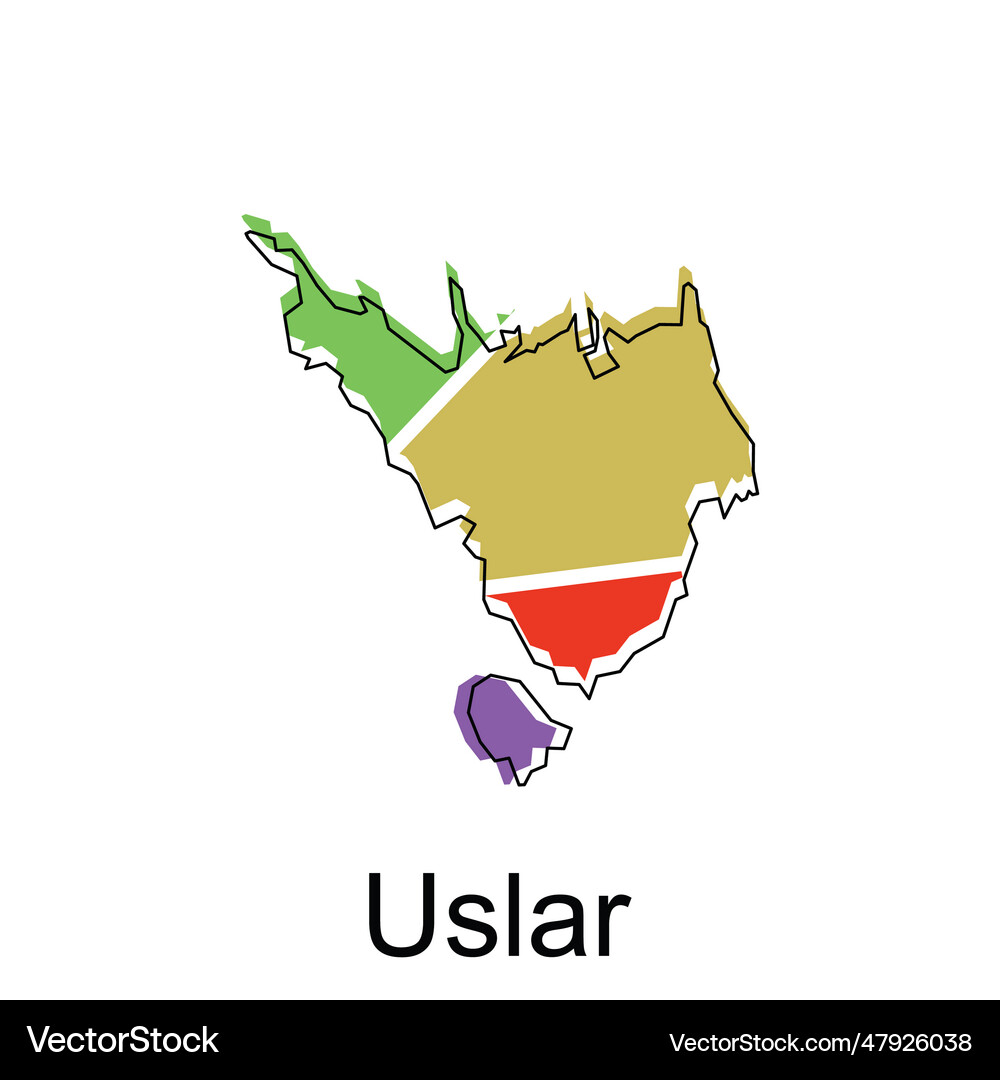 Uslar map detailed outline colorful regions Vector Image