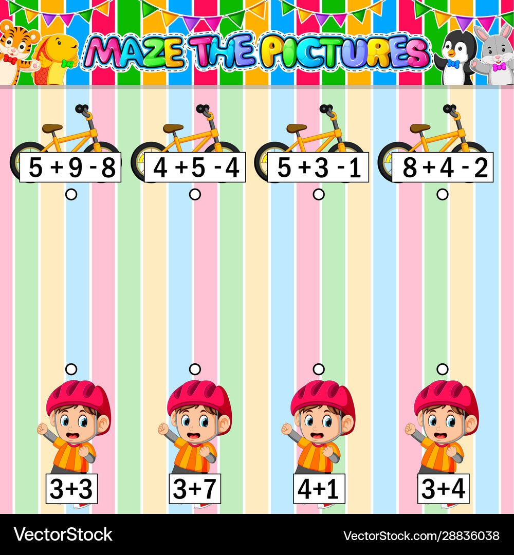 Worksheet with exercises for children on addition Vector Image