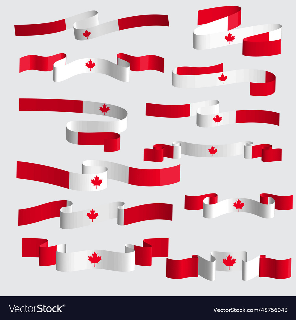 Canada ribbon flag bundle set Royalty Free Vector Image
