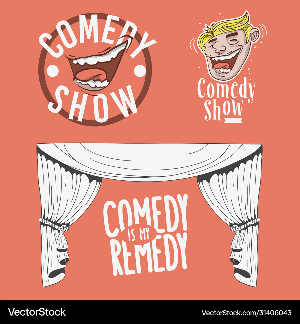 Comedy show comedian hand lettering Royalty Free Vector