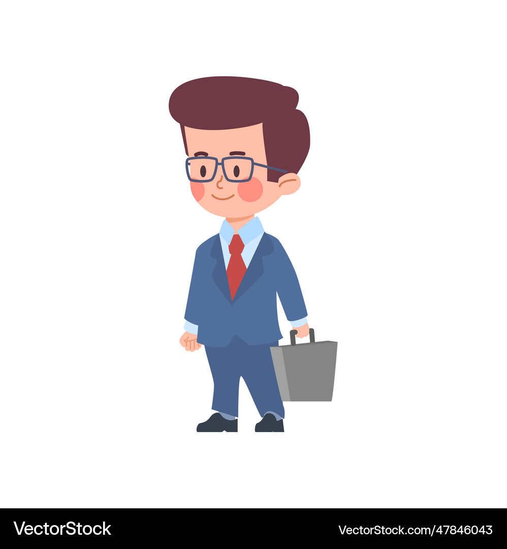 Cute boy dressed as businessman with briefcase Vector Image