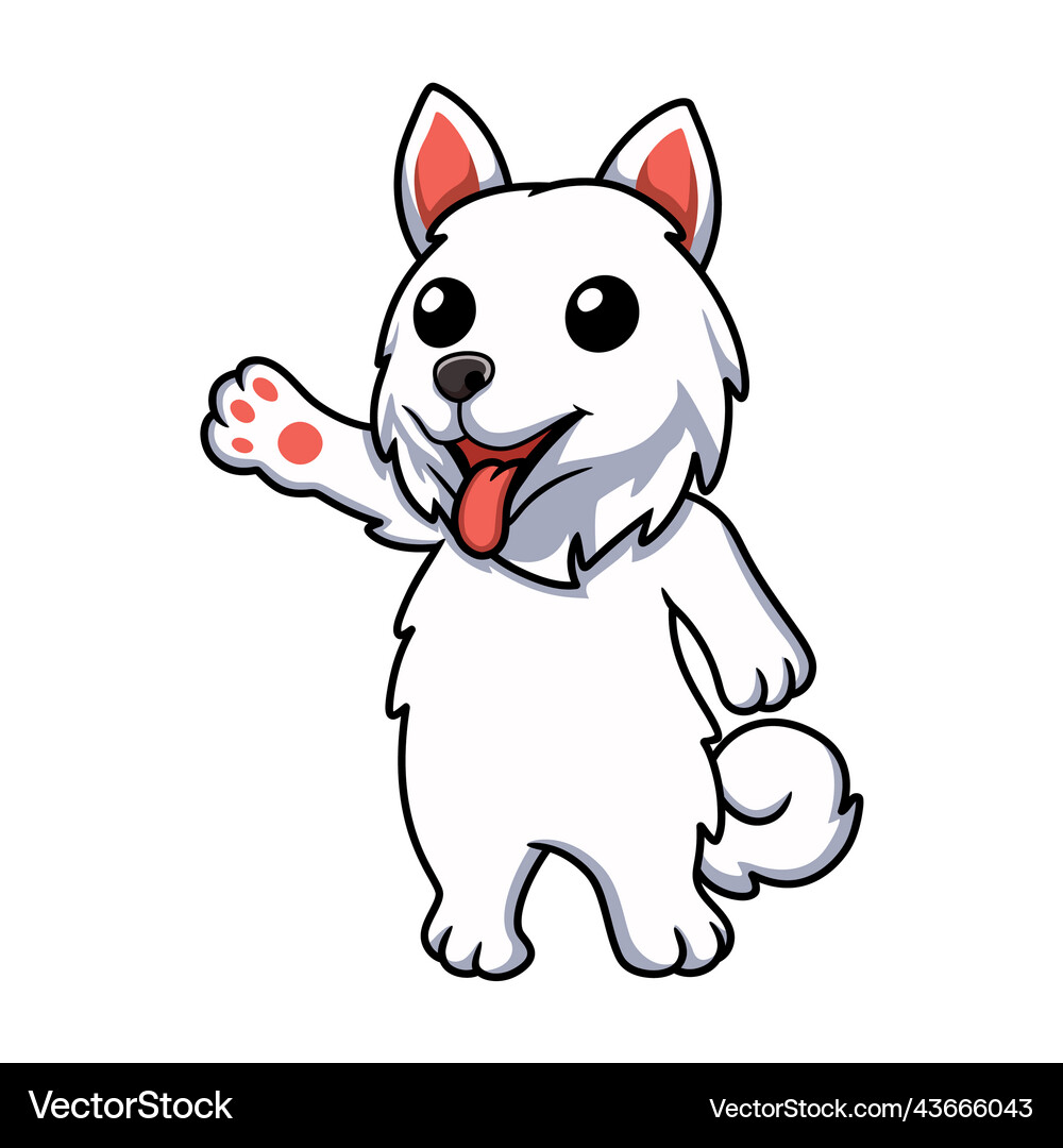 Cute samoyed dog cartoon waving hand Royalty Free Vector