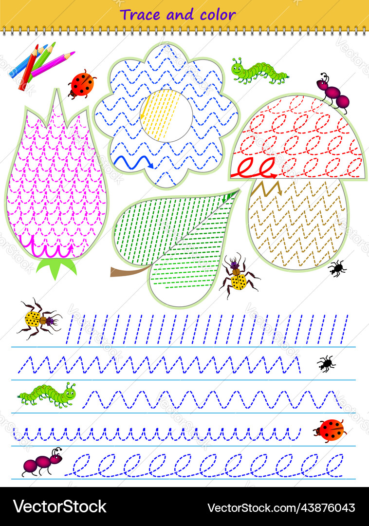 Educational page for little children trace Vector Image