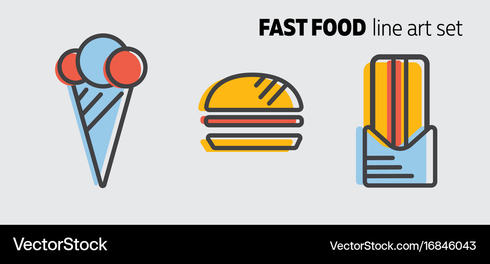 Fast food design concept flat style banner Vector Image