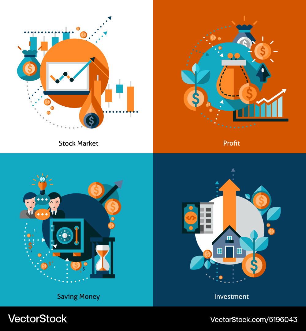 Investment icons set Royalty Free Vector Image