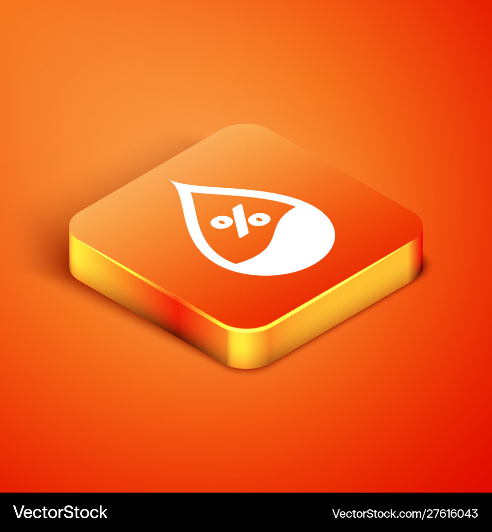Isometric water drop percentage icon isolated Vector Image