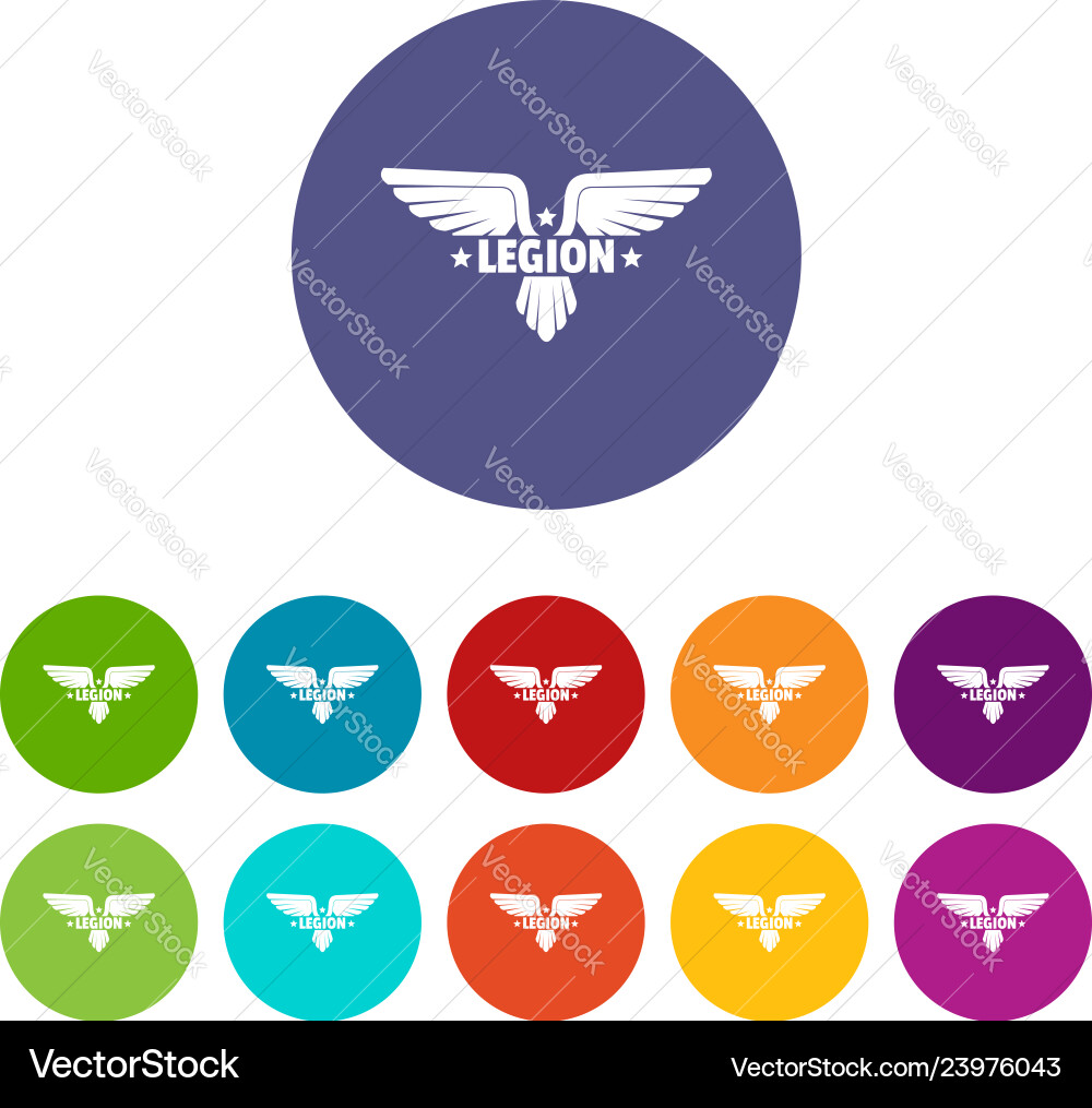 Legion wing icons set color Royalty Free Vector Image