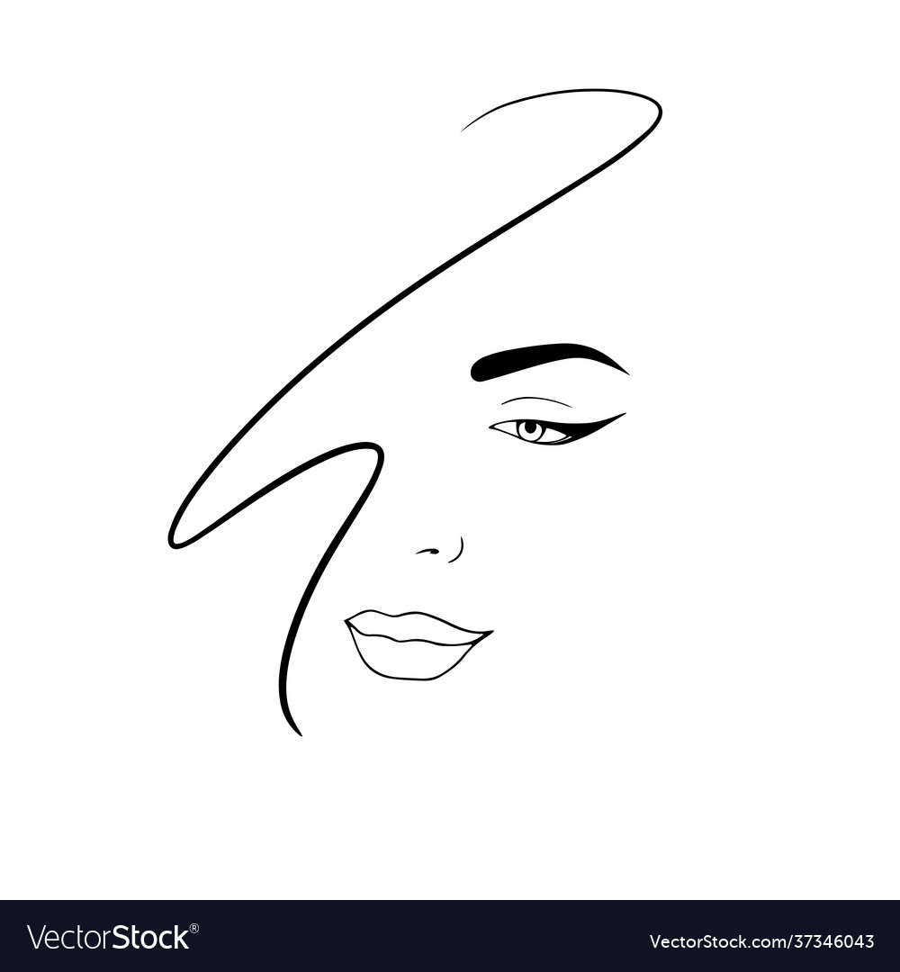 Line Art Abstract Beautiful Female Face Royalty Free Vector