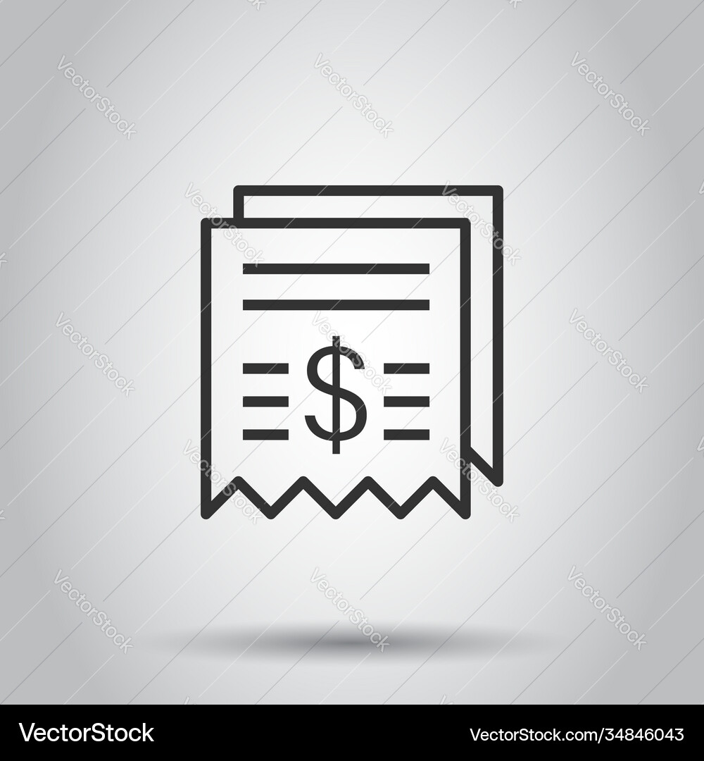 Money check icon in flat style checkbook on white Vector Image