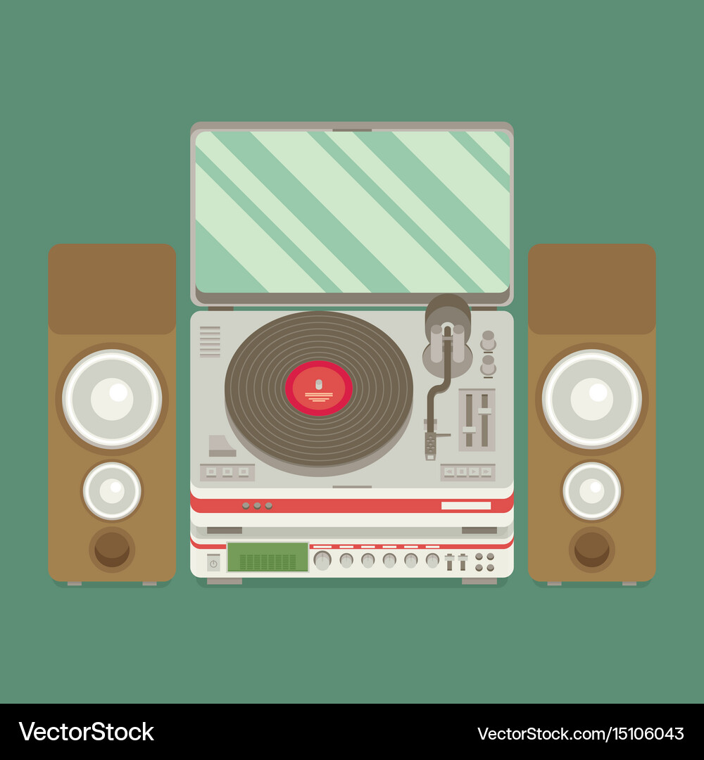 Player for vinyl record music flat Royalty Free Vector Image