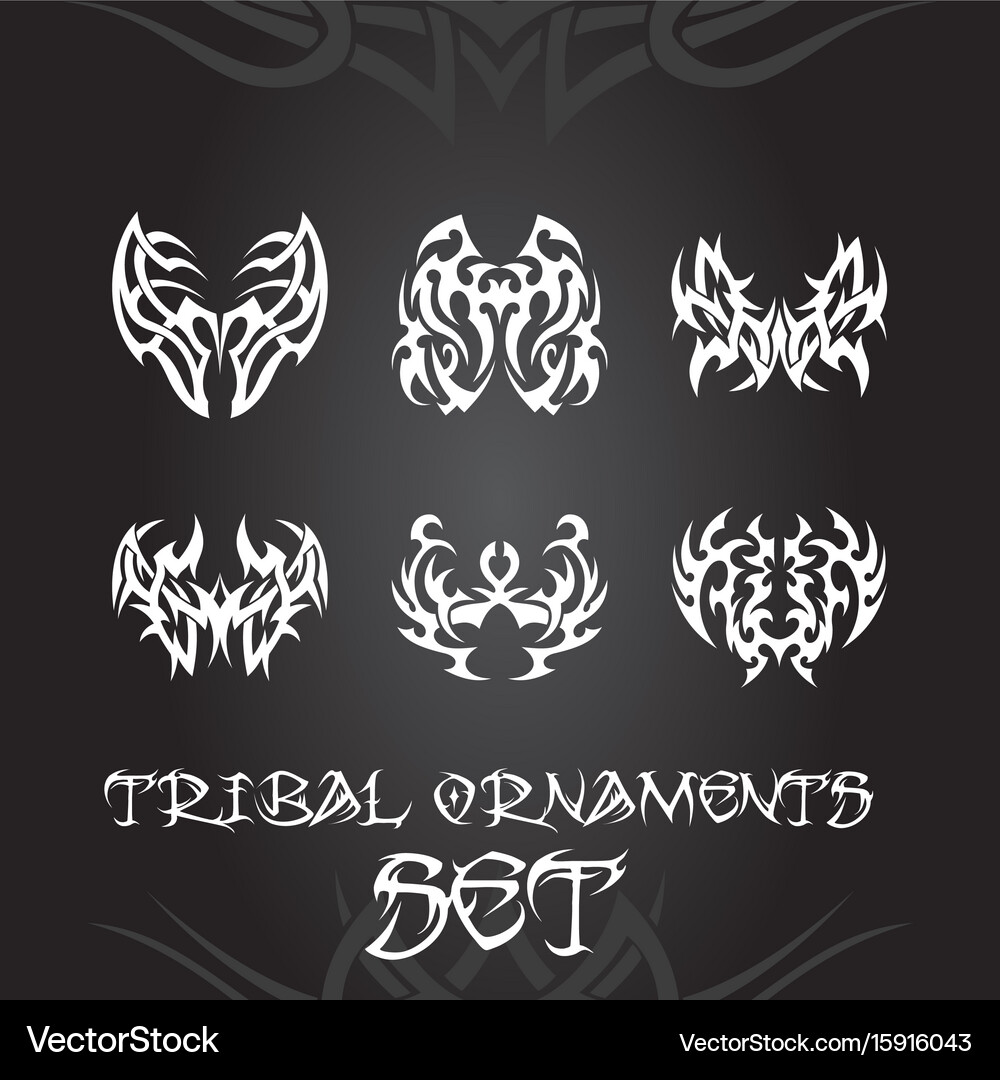 Tribal design elements and tattoo ornaments set Vector Image
