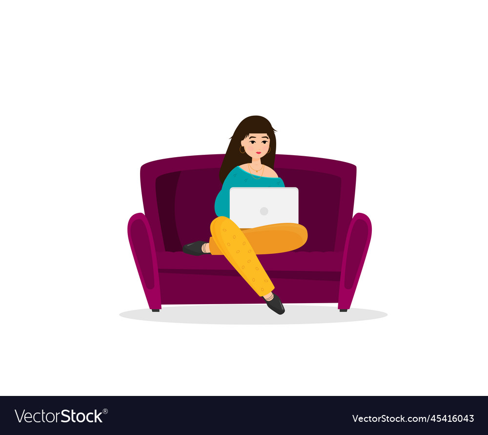 Woman is working on the development flat Vector Image
