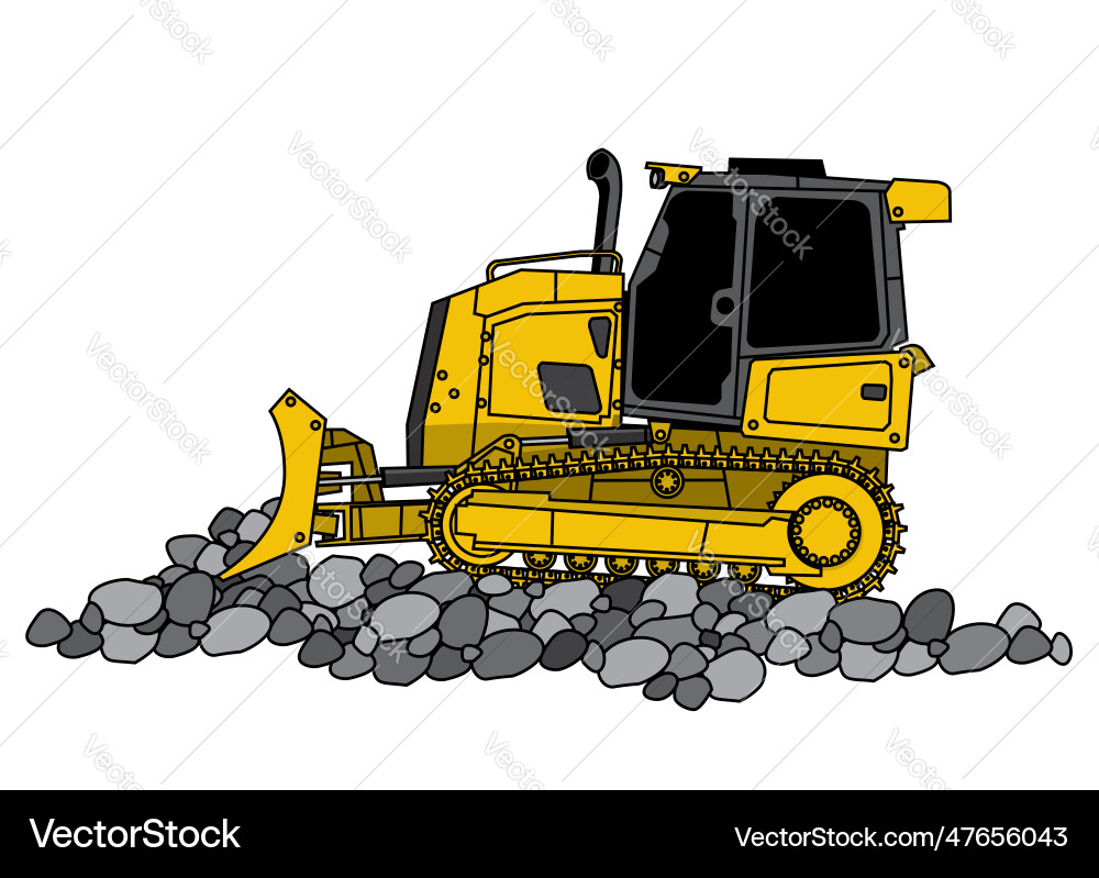 Yellow bulldozer is working Royalty Free Vector Image
