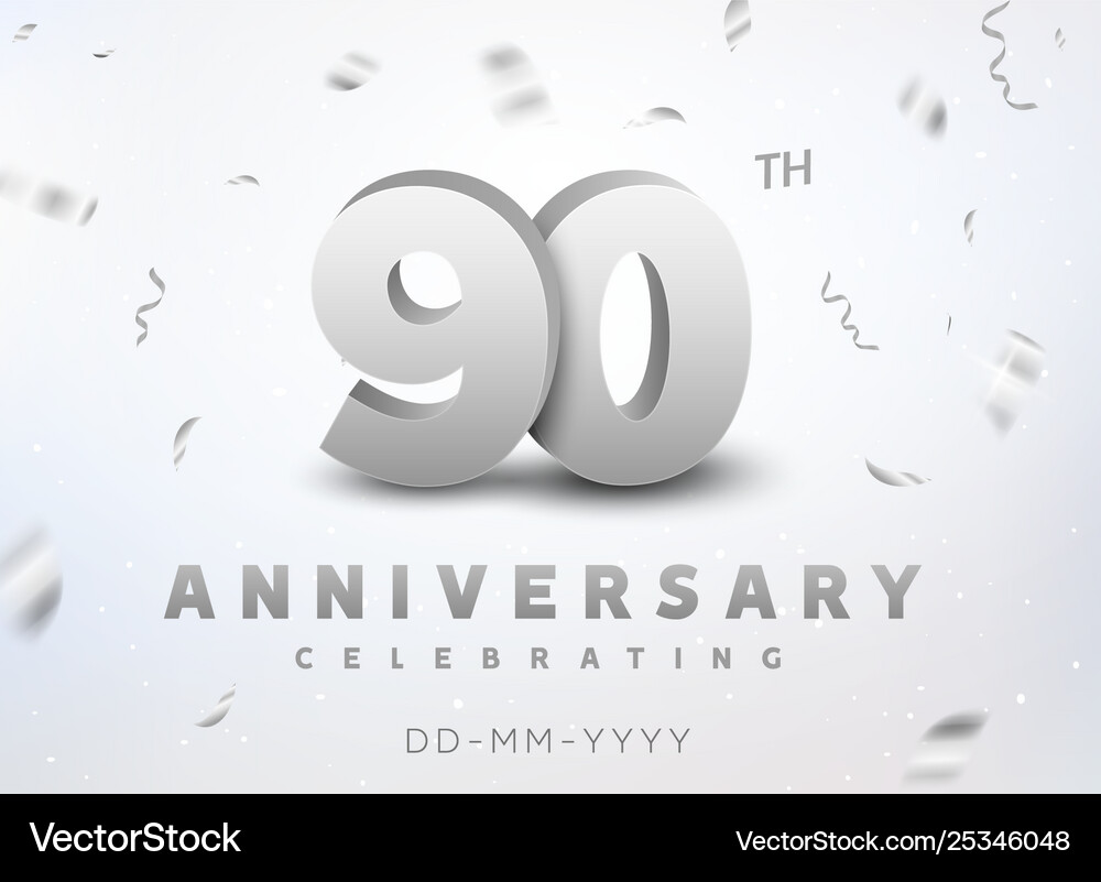 90 years silver number anniversary celebration Vector Image