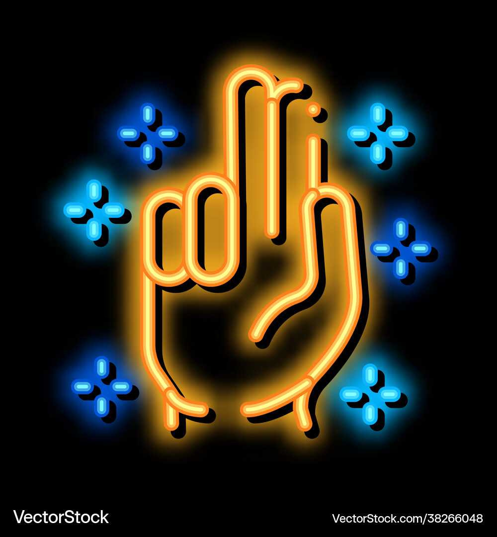 Baptizes and sanctifies hand neon glow icon Vector Image