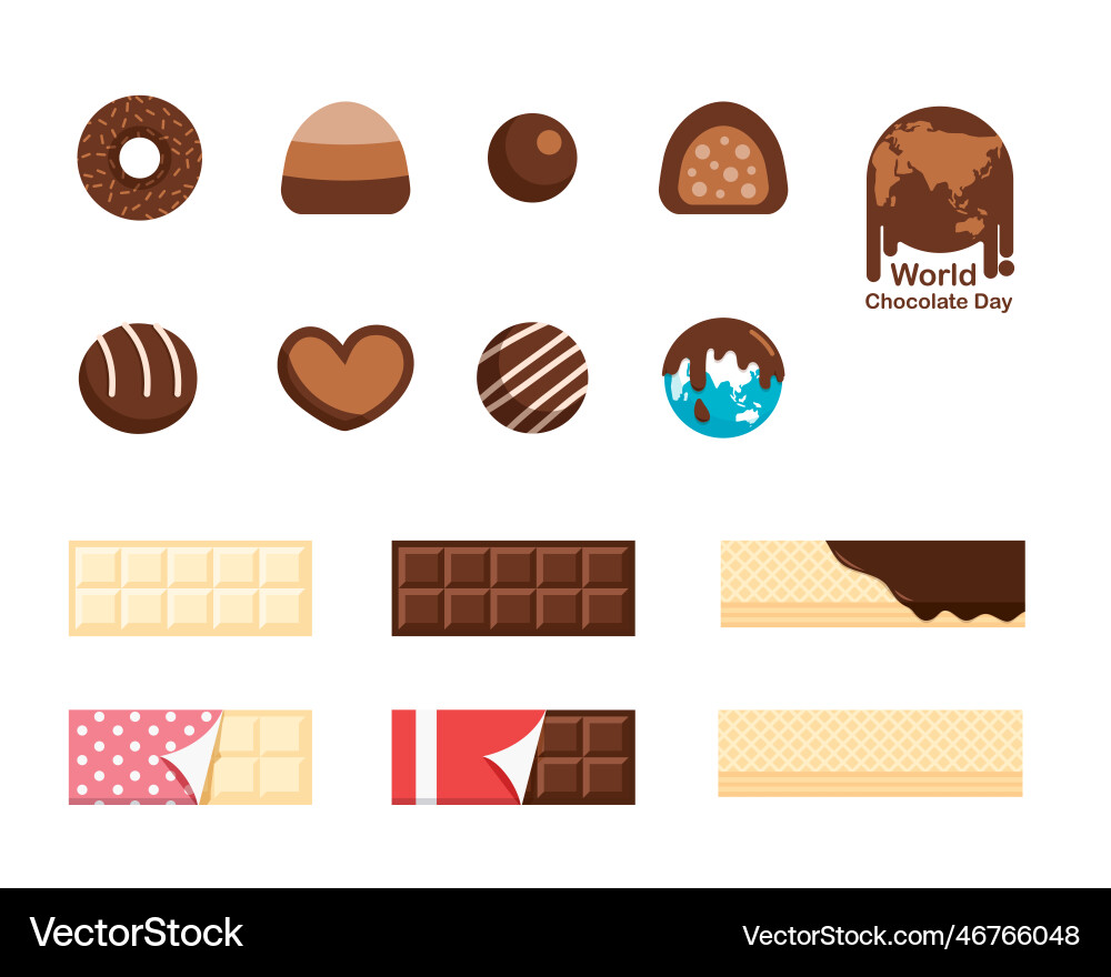 Chocolate bar and candy icon set for day Vector Image