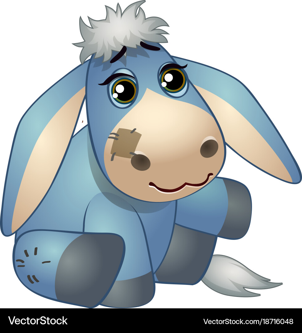 Cute donkey - old children stuffed toy with patch Vector Image