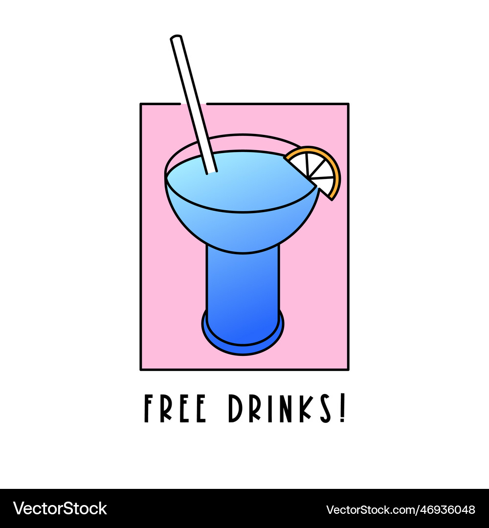 Free drinks label happy hour sign Royalty Free Vector Image
