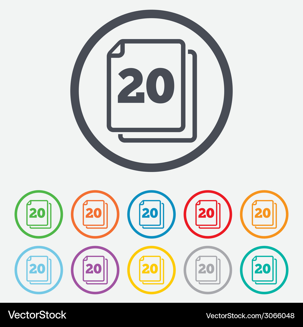 In pack 20 sheets sign icon 20 papers symbol Vector Image