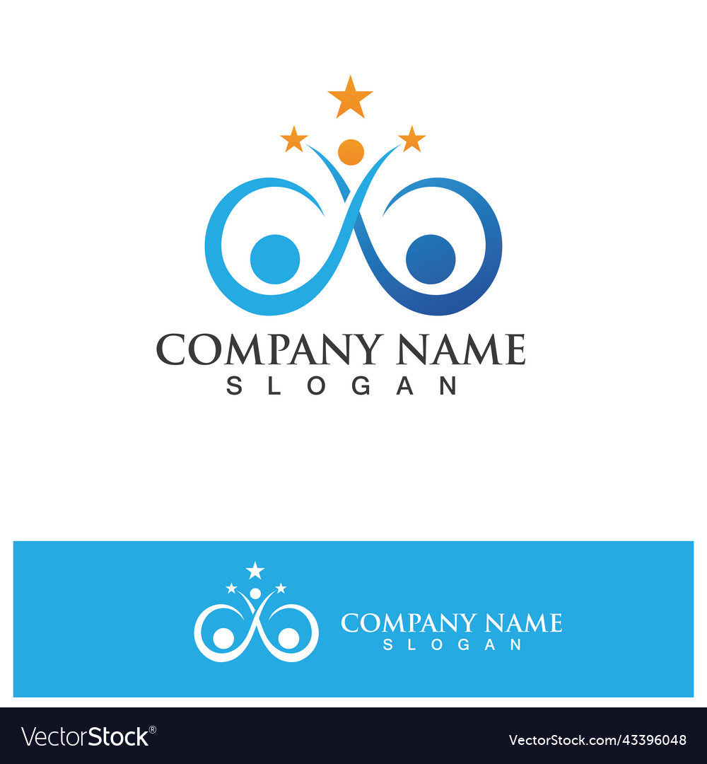 Infinity people family care logo design Royalty Free Vector Infinity people family care logo design Royalty Free Vector