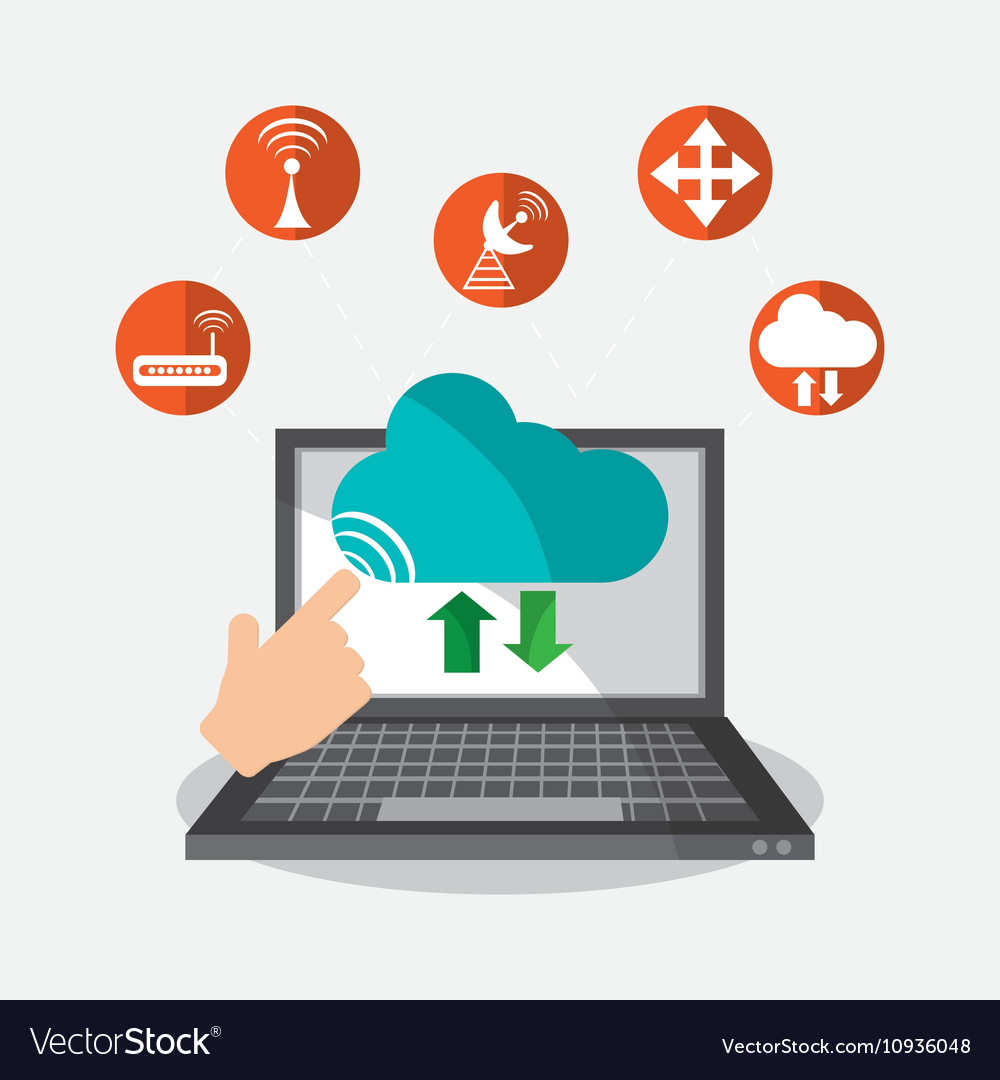 Laptop and cloud computing design Royalty Free Vector Image