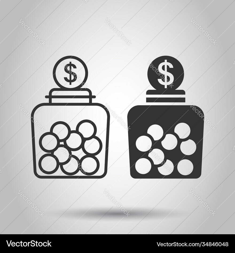 Money box icon in flat style coin jar container Vector Image