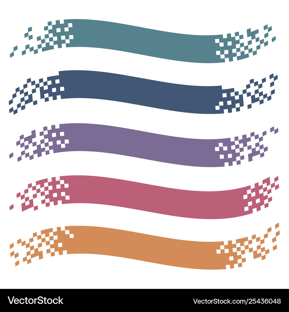 Retro colors set trendy wavy pixel banners Vector Image