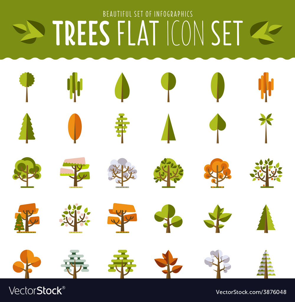 Tree icon set Royalty Free Vector Image - VectorStock