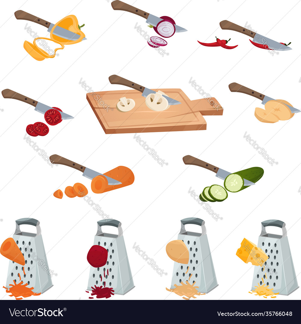 Vegetables preparing set Royalty Free Vector Image