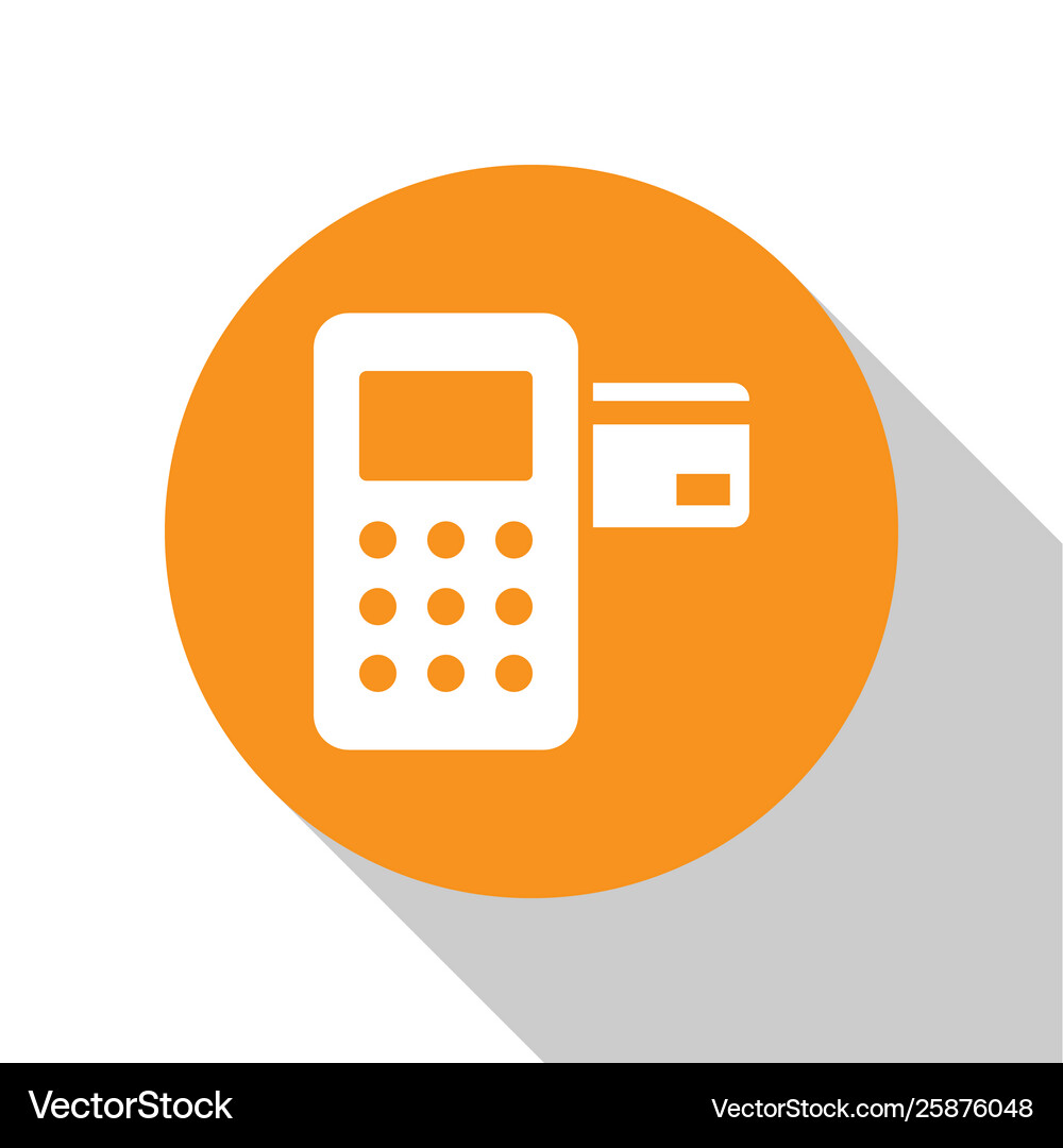 White pos terminal with inserted credit card icon Vector Image