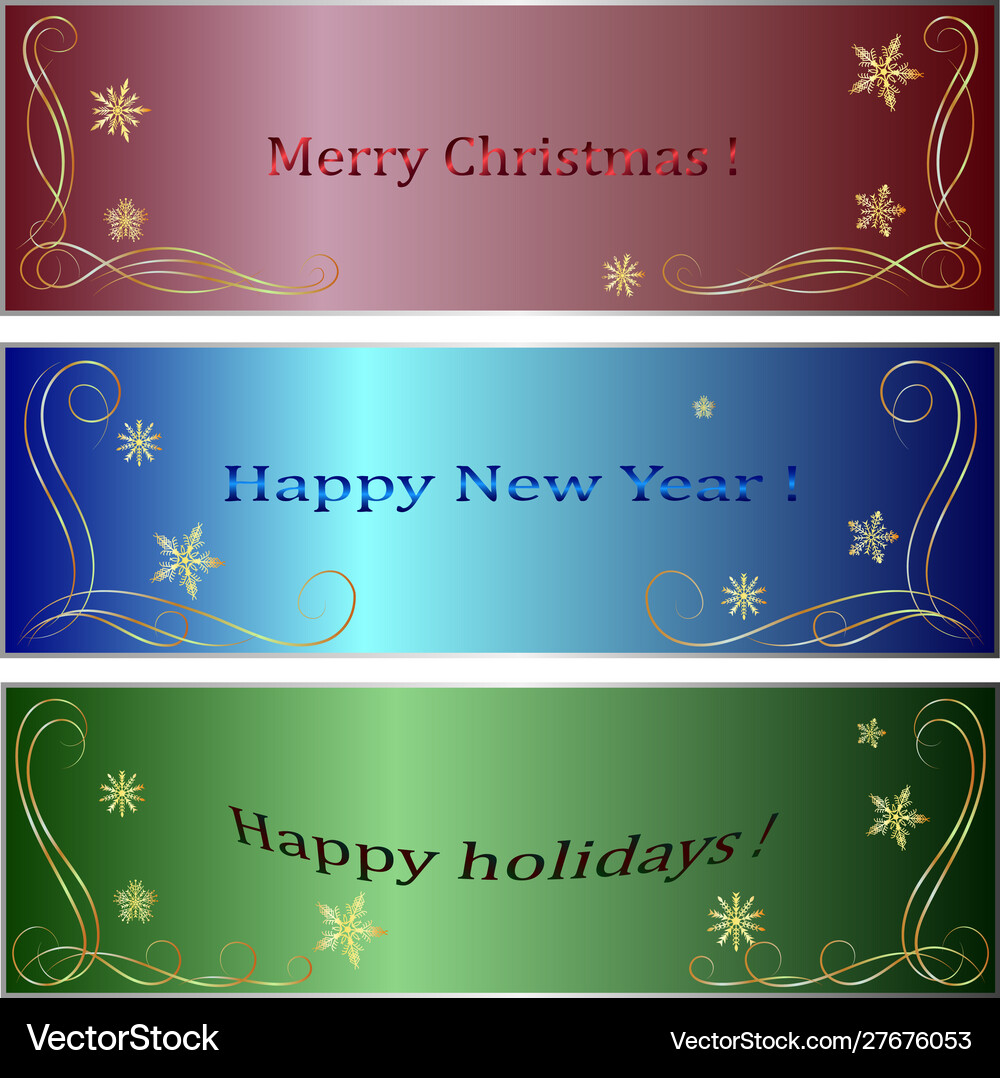 Collection new year cards with text Royalty Free Vector