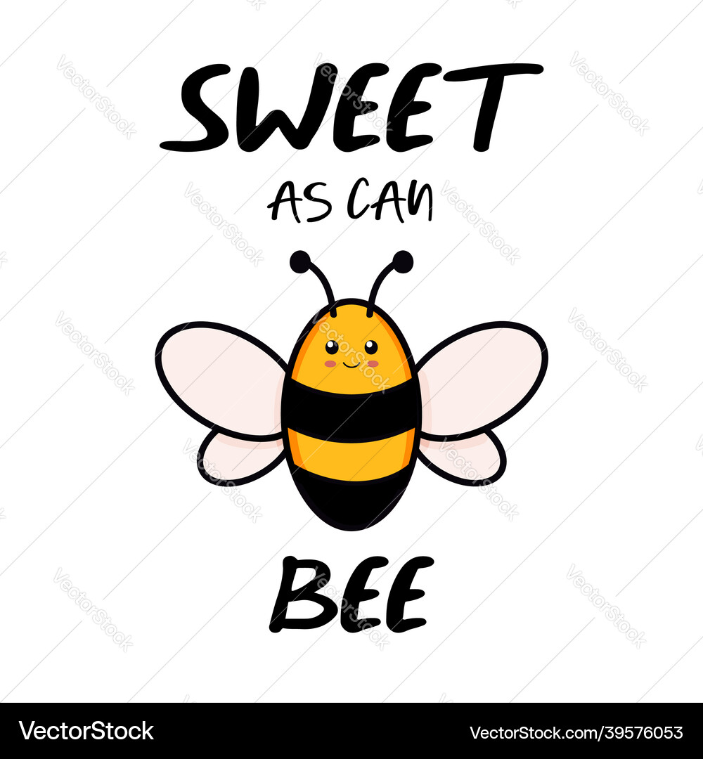 Cute bee greeting card hand drawn postcard Vector Image