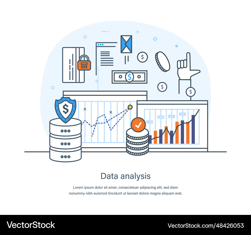 Data analysis secure database business data Vector Image
