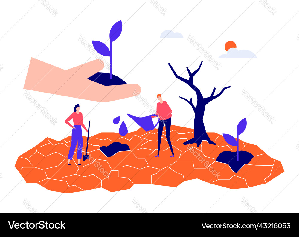 Drought and crop failure - modern colorful flat Vector Image