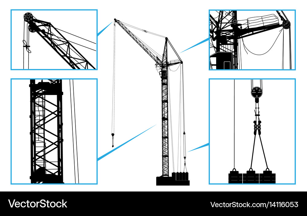 High detailed hoisting crane Royalty Free Vector Image