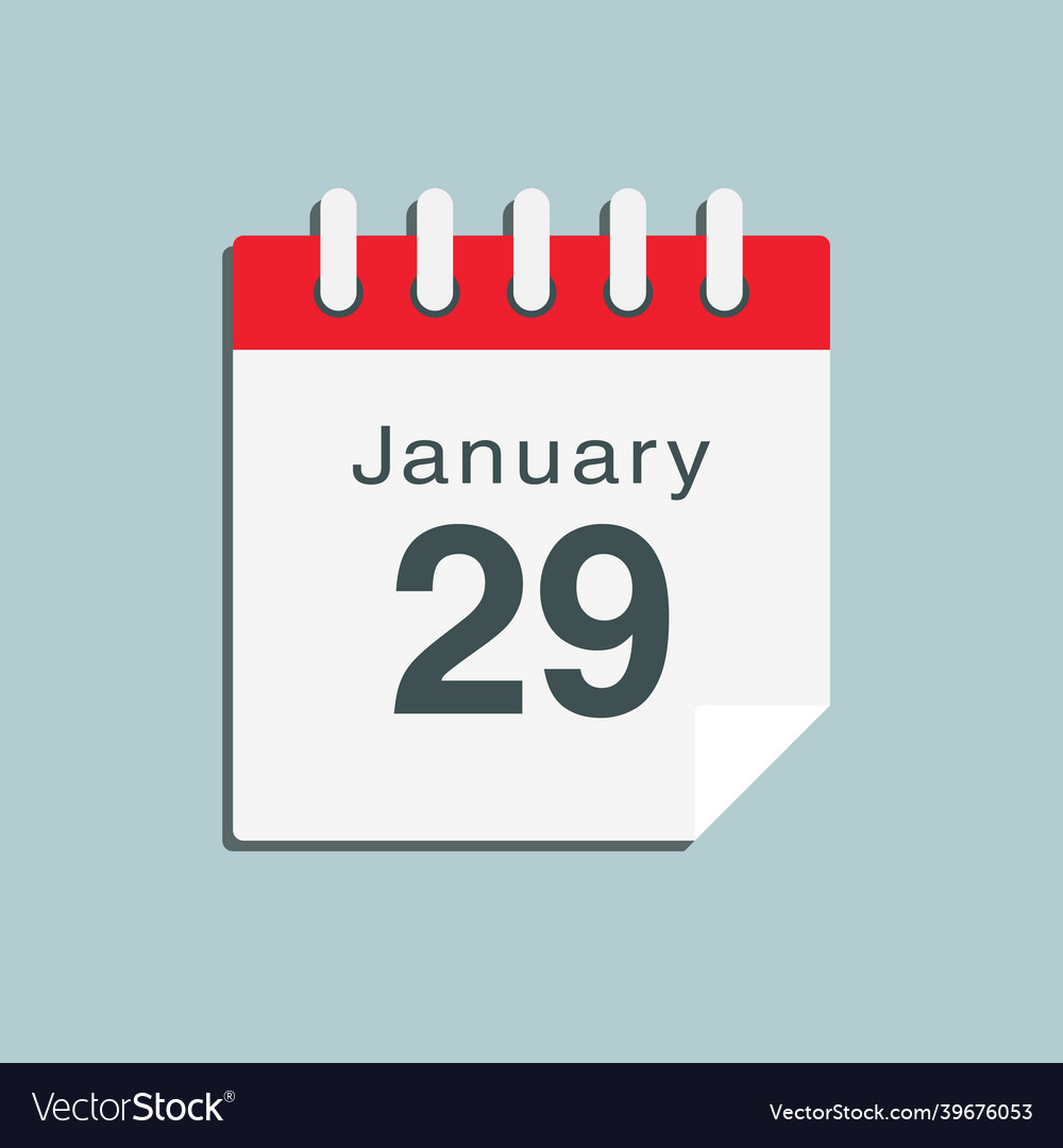 Icon day date 29 january template calendar page Vector Image
