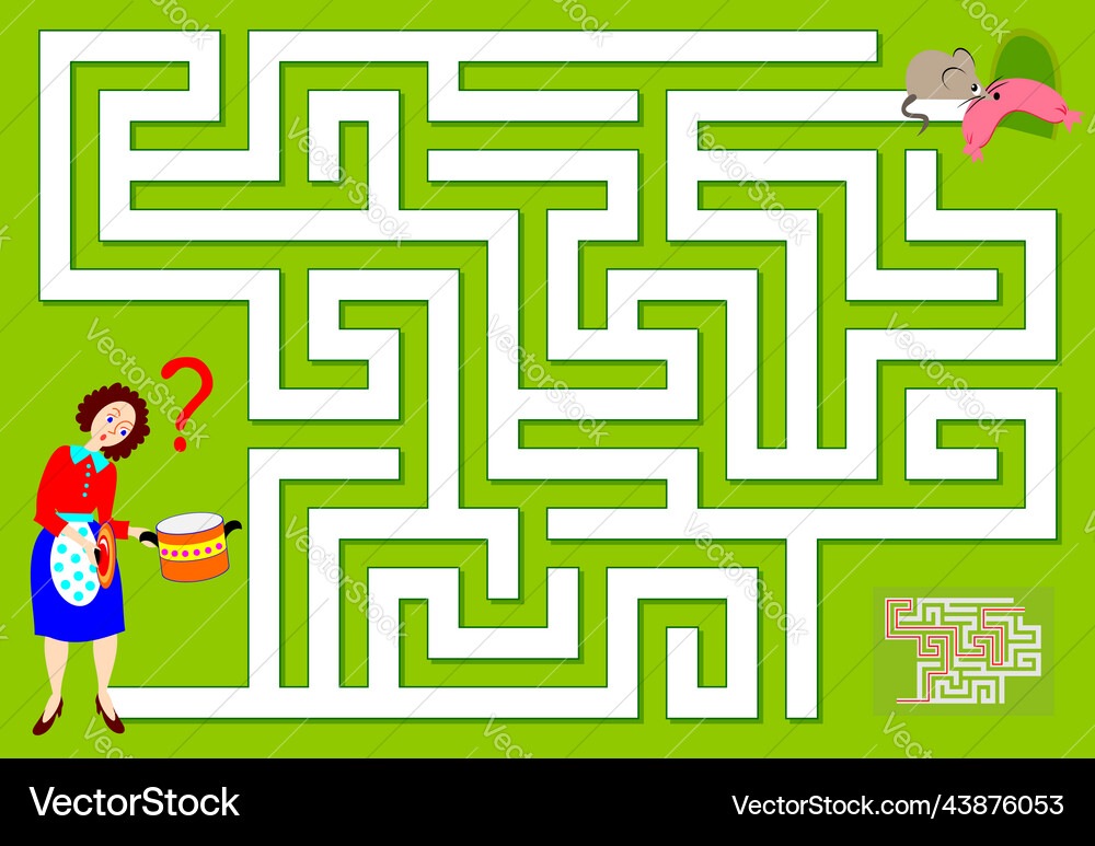 Logic puzzle game with labyrinth for children Vector Image