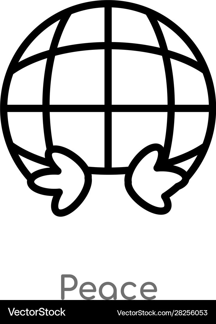 Outline peace icon isolated black simple line Vector Image
