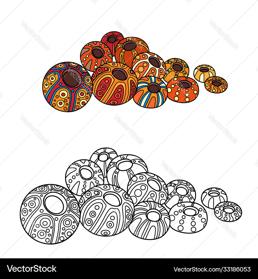 Round orange sponges coloring book linear drawing Vector Image