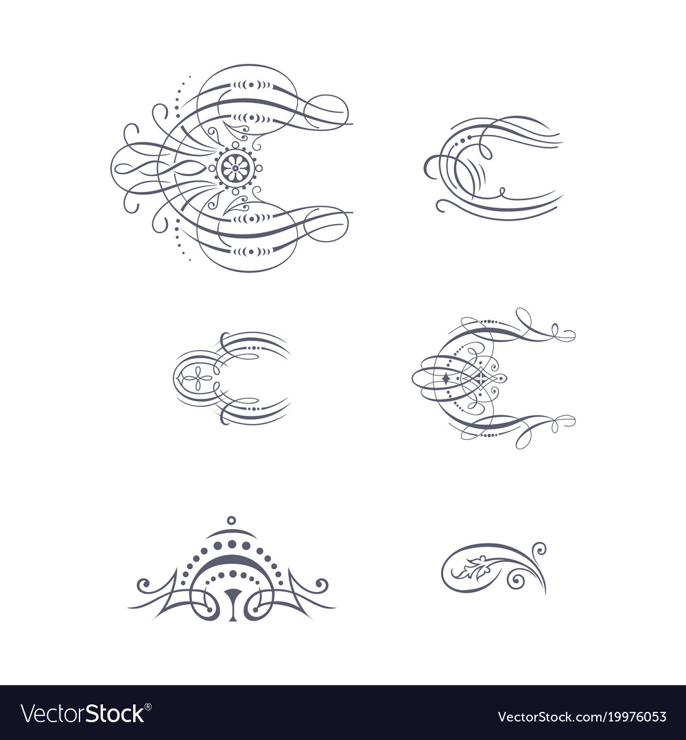 Set of decorative flourish ornaments Royalty Free Vector