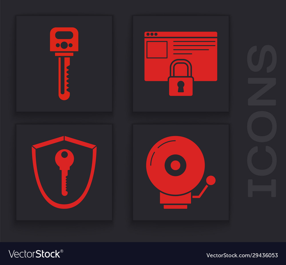 Set ringing alarm bell key secure your site Vector Image Set ringing alarm bell key secure your site Vector Image