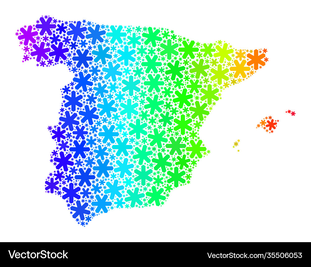 Spectral gradiented winter collage spain map of Vector Image