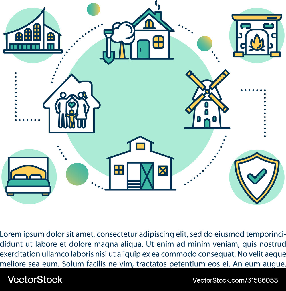 Village housing concept icon with text Royalty Free Vector
