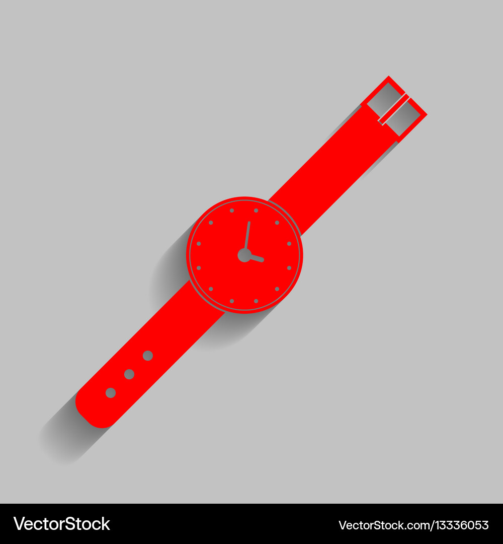 Watch sign red icon with Royalty Free Vector Image