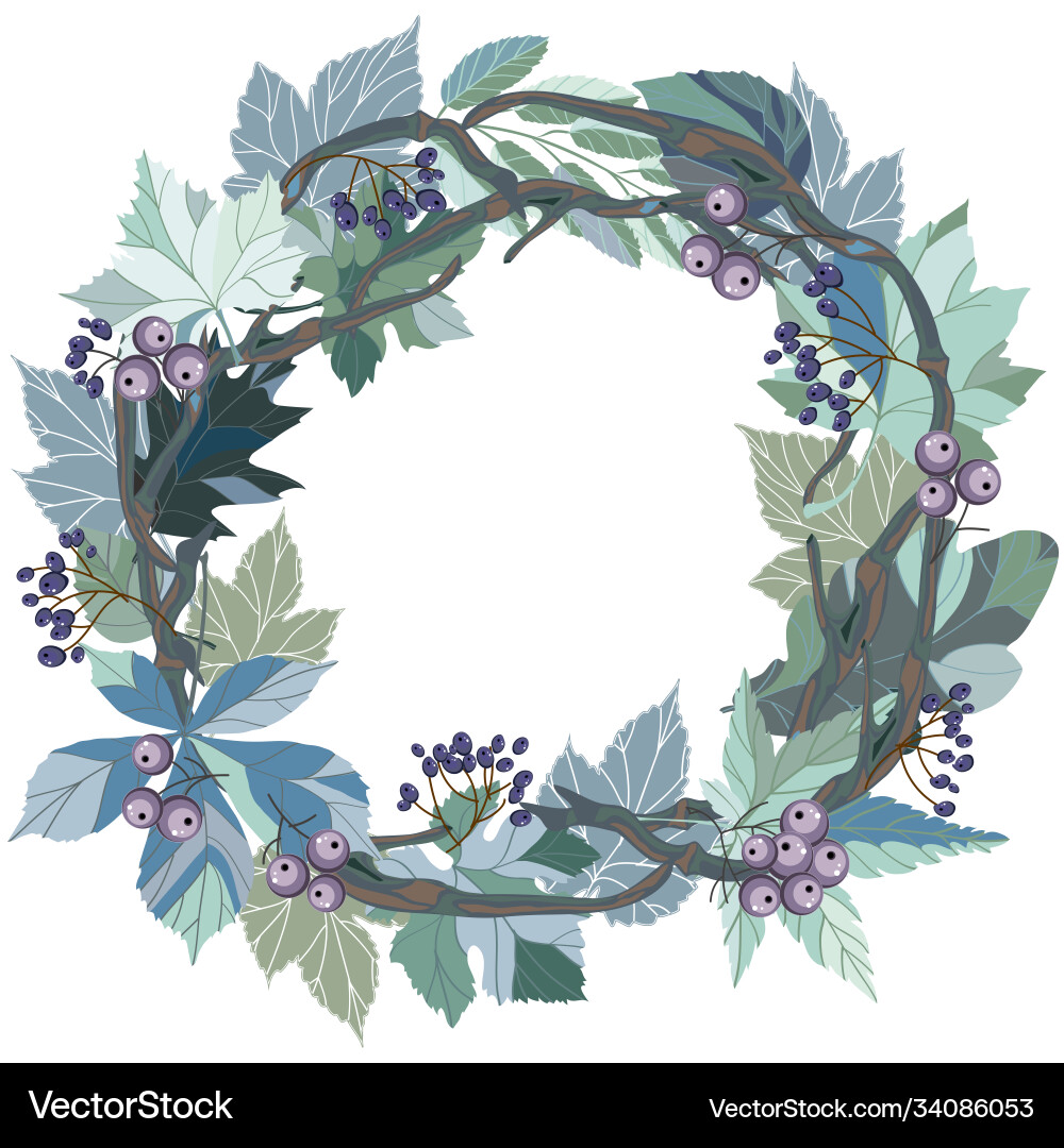 Wreath with leaves and berries Royalty Free Vector Image