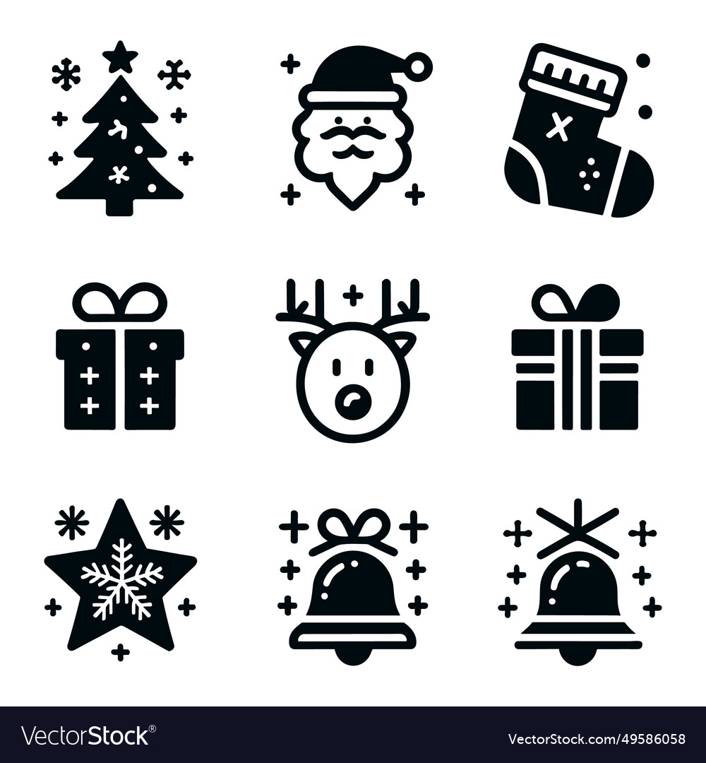 Christmas icons set Royalty Free Vector Image - VectorStock