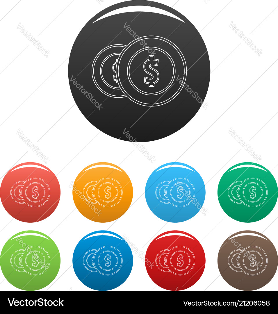 Coin icons set color Royalty Free Vector Image